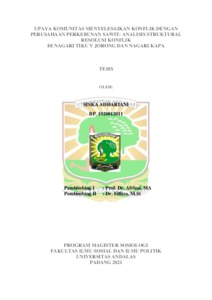 UPAYA KOMUNITAS MENYELESAIKAN KONFLIK DENGAN PERUSAHAAN PERKEBUNAN SAWIT: ANALISIS STRUKTURAL ...
